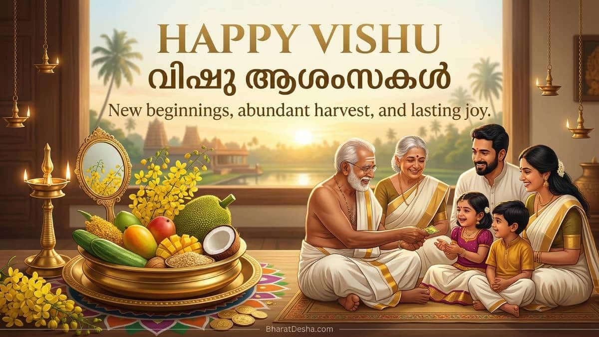 Happy Vishu 2026 Wishes: Soulful Malayalam Wishes & Kani Images